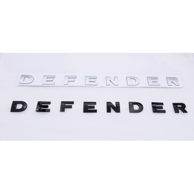 EMBLEMA DELANTERO O TRASERO LETRAS DEFENDER GRIS