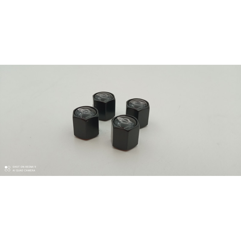 Tapones de valvulas negros con antirrobo Mini Cooper