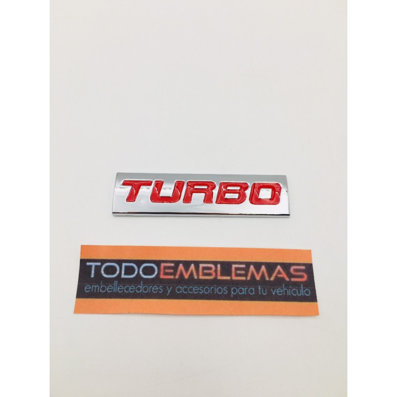 EMBLEMA TURBO ROJO y CROMADO